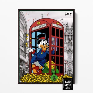 Scrooge Mcduck (canvas) Alec Monopoly Gifts for Him Money Art London ...