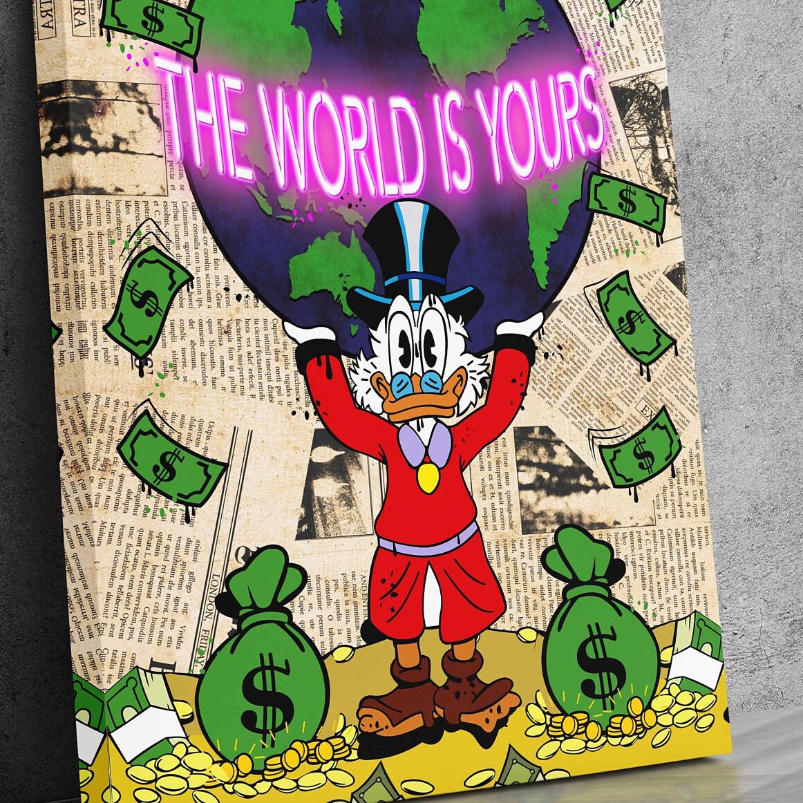 Scrooge Mcduck X Scarface Neon CANVAS Montana neon Art | Etsy