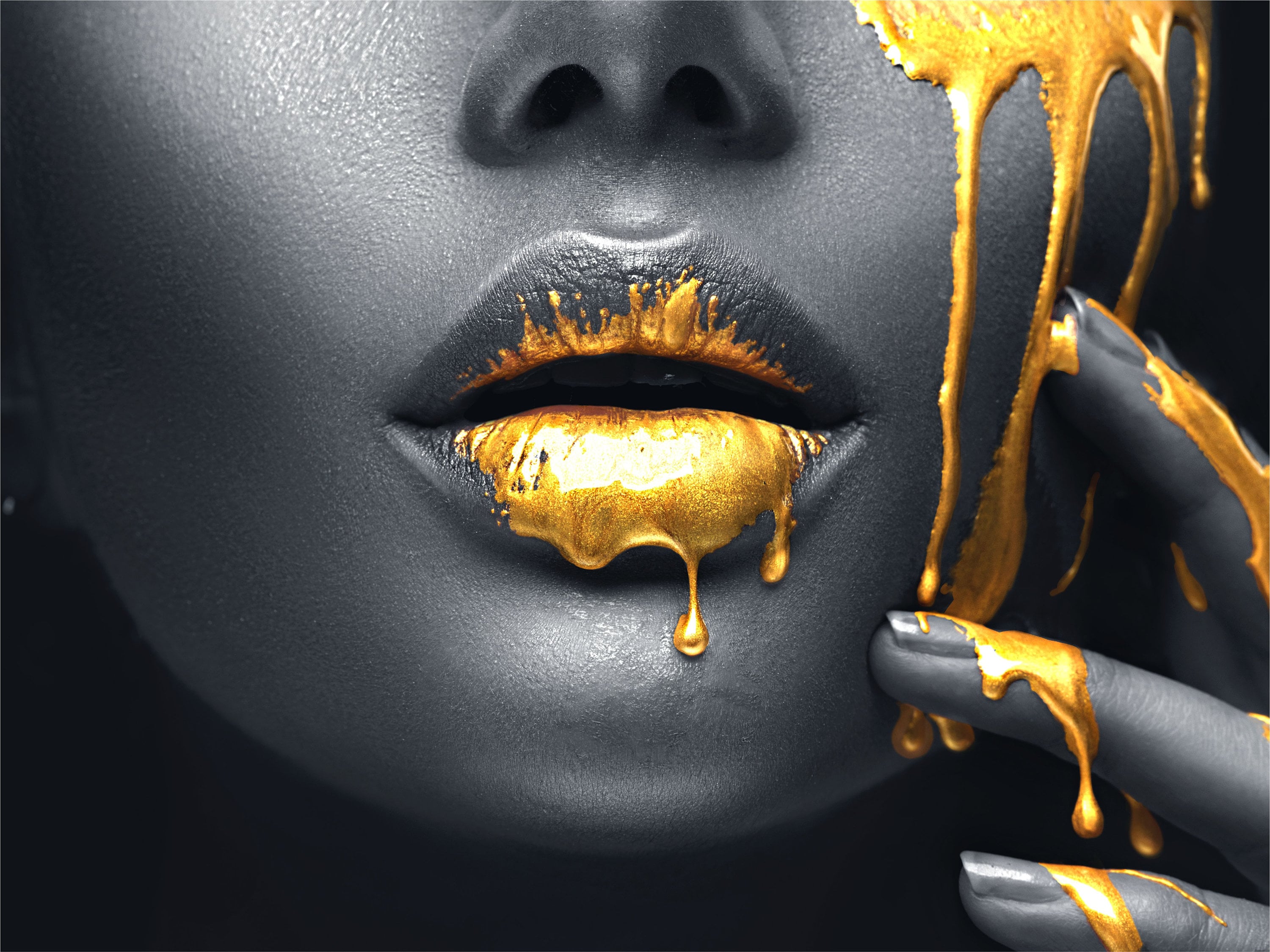 Gold Drip Lips Canvas Art, Motivational Pop Art Print - Etsy