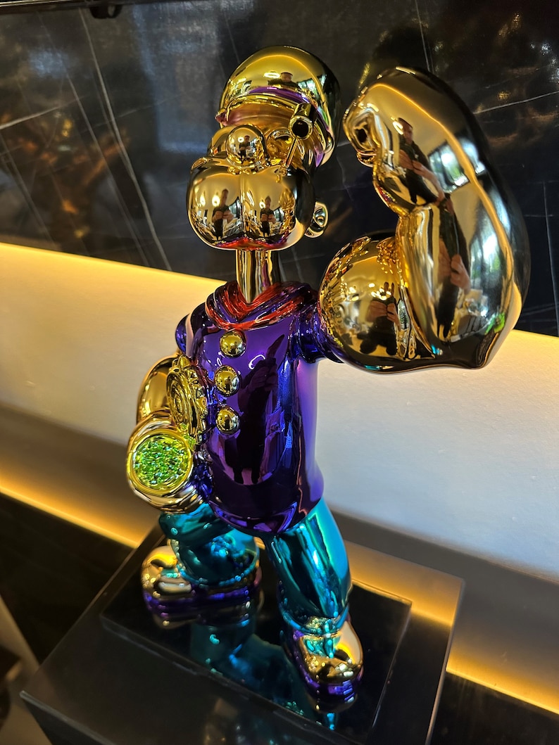Chrome Popeye Sculpture: Pop Art Resin Statue (42cm) - Etsy