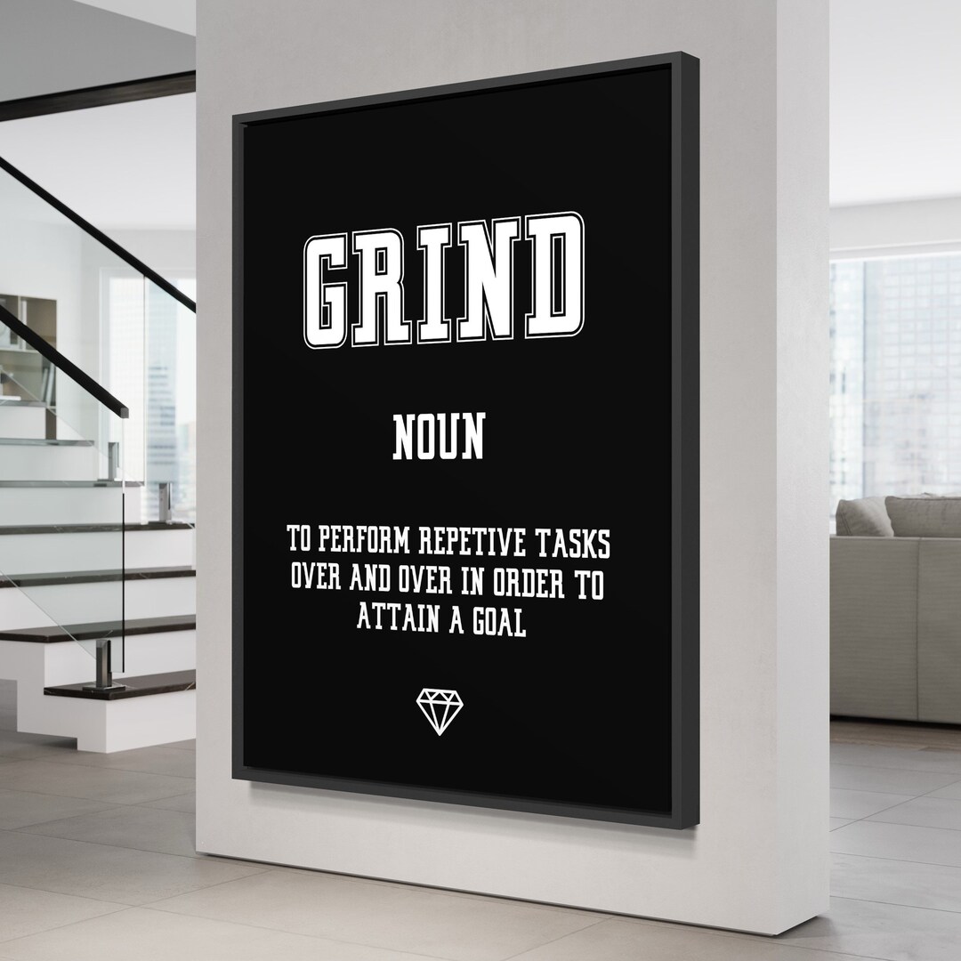 Grind Verb (CANVAS) Wall Art Office Decor, Grind Definition Modern Art ...