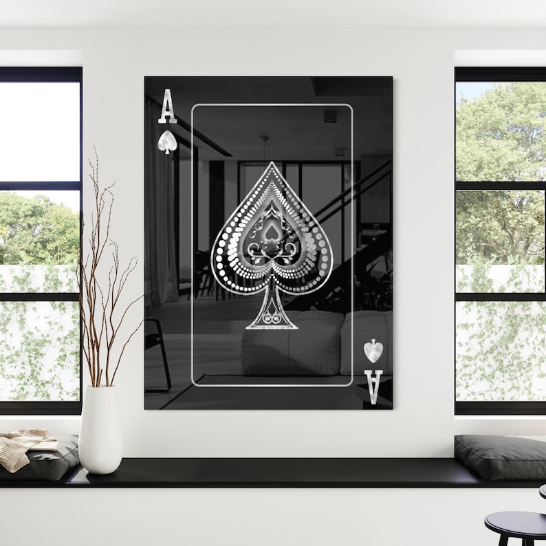 Ace of Spades Acrylic Glass Art: Black and Gold Poker Room Decor - Etsy