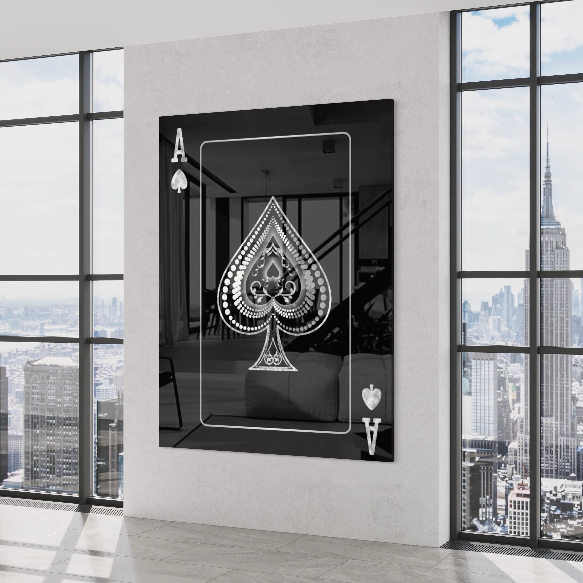 Ace of Spades Acrylic Glass Art: Black and Gold Poker Room Decor - Etsy