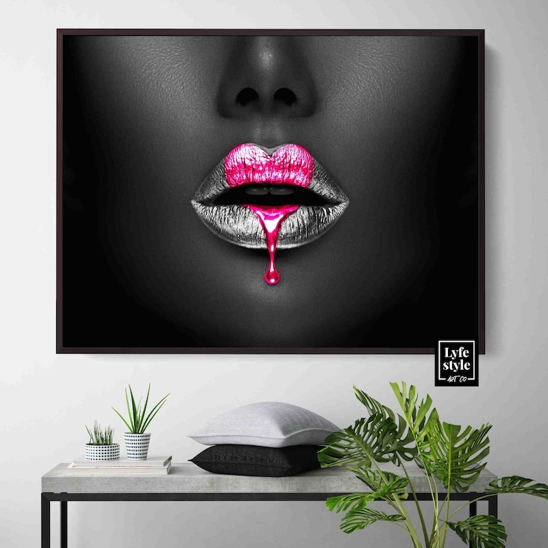 Pink Lips Wall Art - Etsy
