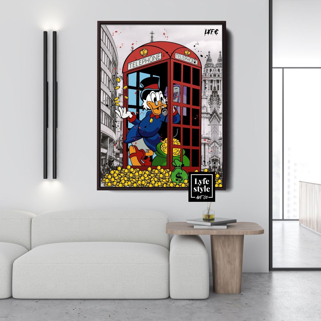 Scrooge Mcduck canvas Alec Monopoly Gifts for Him Money Art London Art ...
