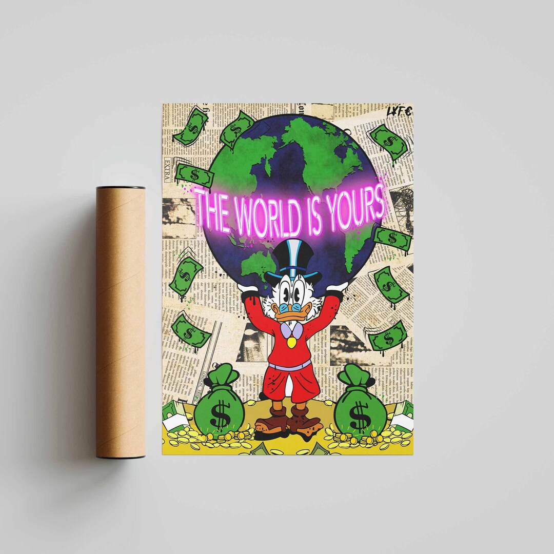 Scrooge Mcduck "the World is Yours" Neon Art Print - Etsy UK
