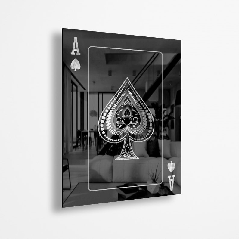 Ace of Spades Acrylic Glass Art: Black and Gold Poker Room Decor - Etsy