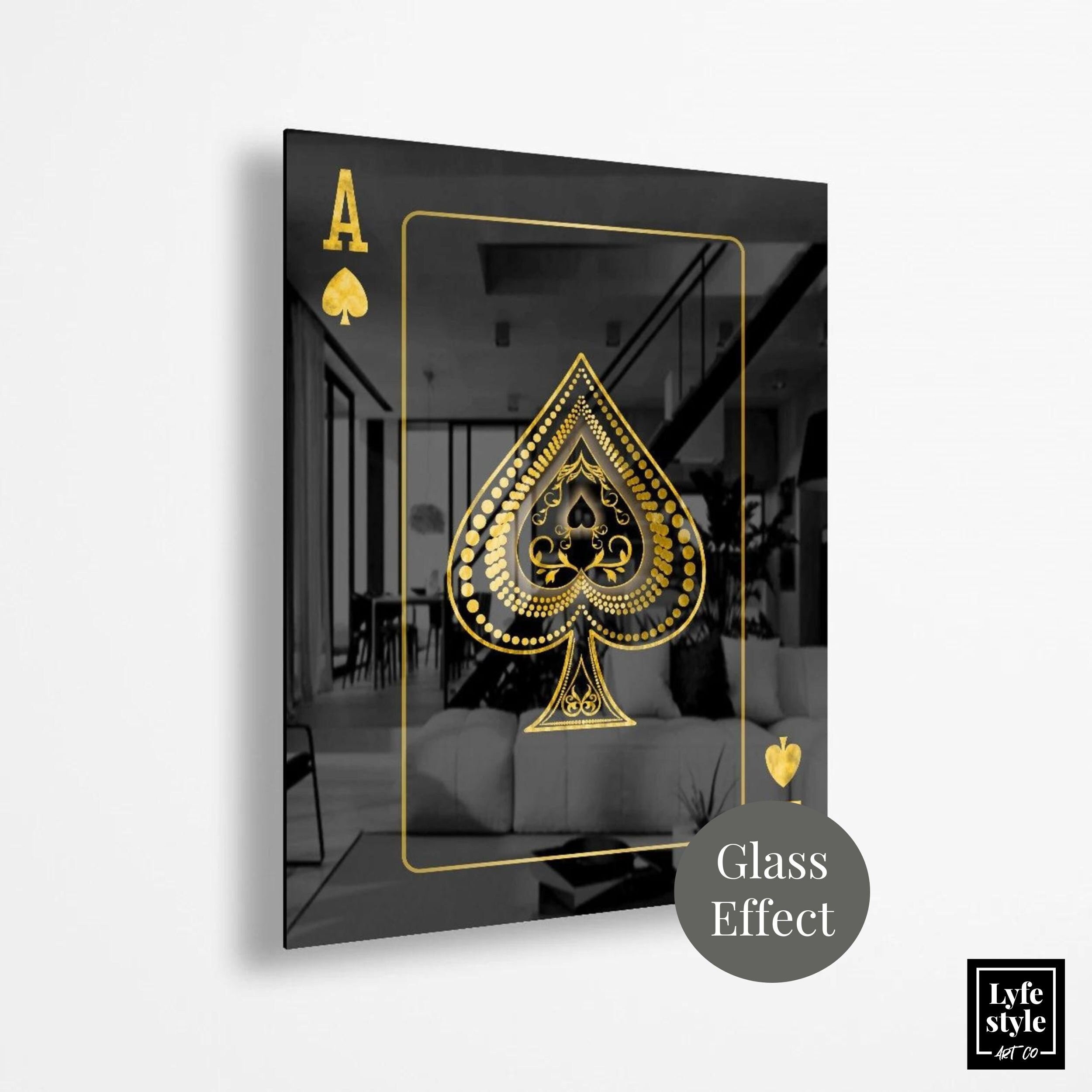 Ace of Spades GLASS EFFECT Playing Card Art Black and - Etsy UK