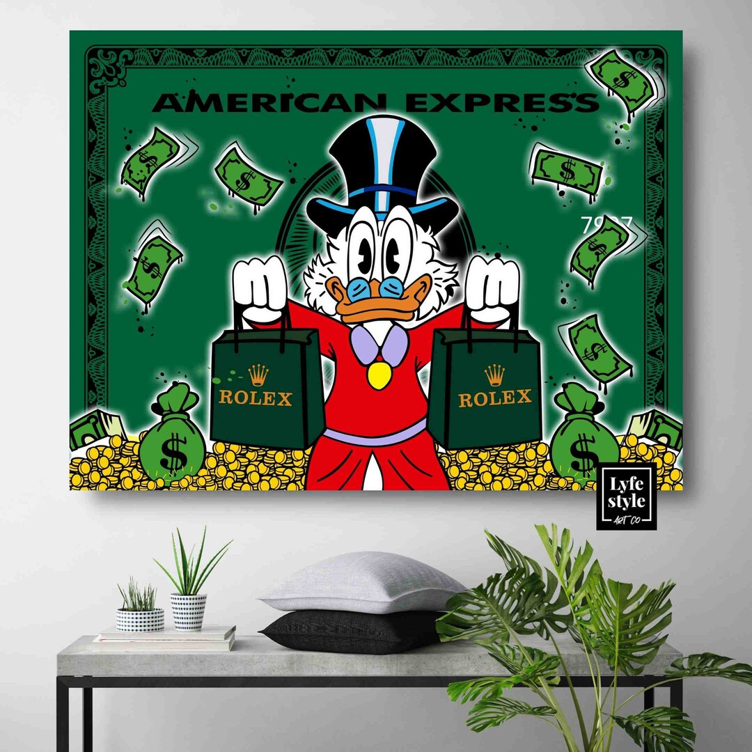Amex x Scrooge Mcduck x Rolex CANVAS Alec Monopoly inspiriert Wand ...