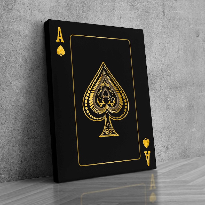 ACE Playing Card CANVAS Luxury Art Wall Decor Gold Art Motivation Art ...
