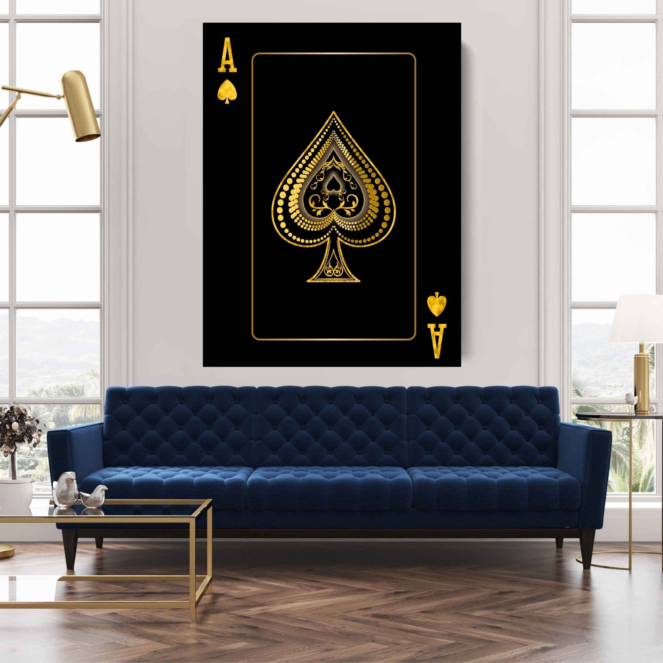 ACE Playing Card CANVAS Luxury Art Wall Decor Gold Art Motivation Art ...