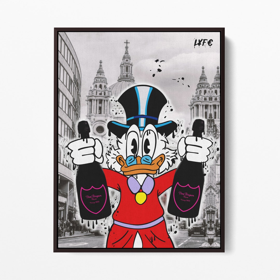 Scrooge Mcduck X London X Champagne (alec Monopoly) Street Art Canvas ...