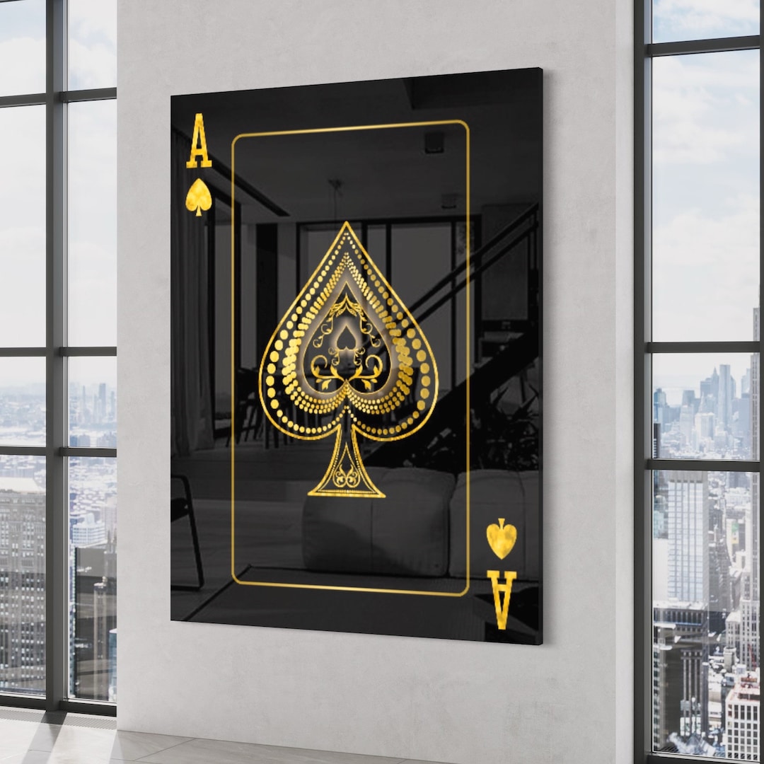 Ace of Spades ( GLASS EFFECT) Playing Card Art - Black and Gold Art ...