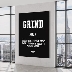 Grind Verb (CANVAS) Wall Art Office Decor, Grind Definition Modern Art ...