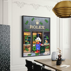 Scrooge Mcduck X Rolex Watch Art (CANVAS) Alec Monopoly Inspired Watch ...
