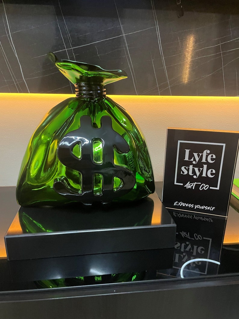 Chrome Green Money Bag Sculpture: Pop Art Inspired Statue - Etsy