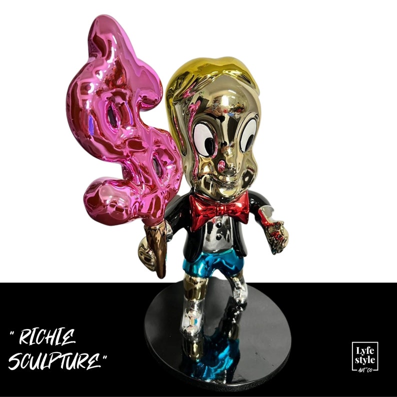 Richie Rich sculpture Pop Art Gold Statue Alec Monopoly - Etsy