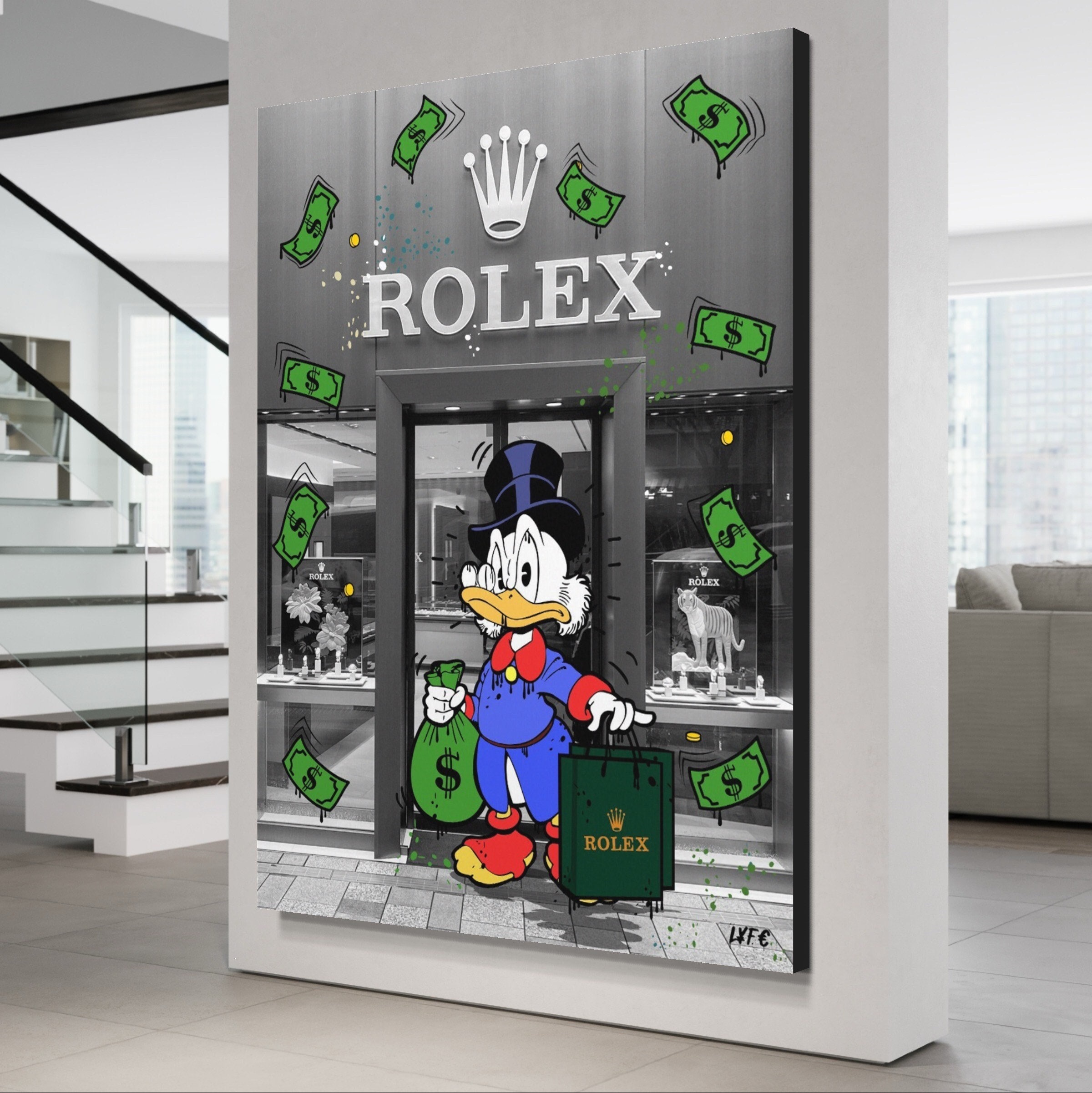 Scrooge Mcduck CANVAS Rolex Watch Art Gifts for Him Alec - Etsy