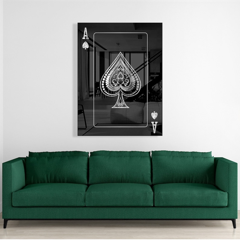 Ace of Spades Acrylic Glass Art: Black and Gold Poker Room Decor - Etsy