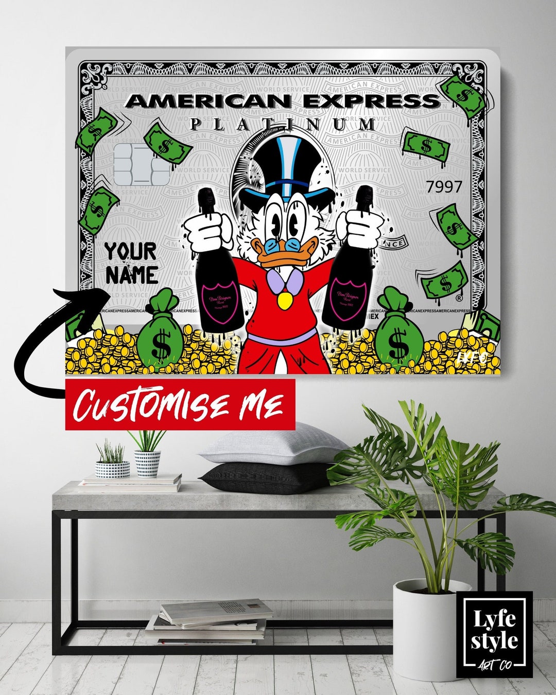 Custom X Money Duck CANVAS Alec Monopoly Inspired Amex Motivation Money ...