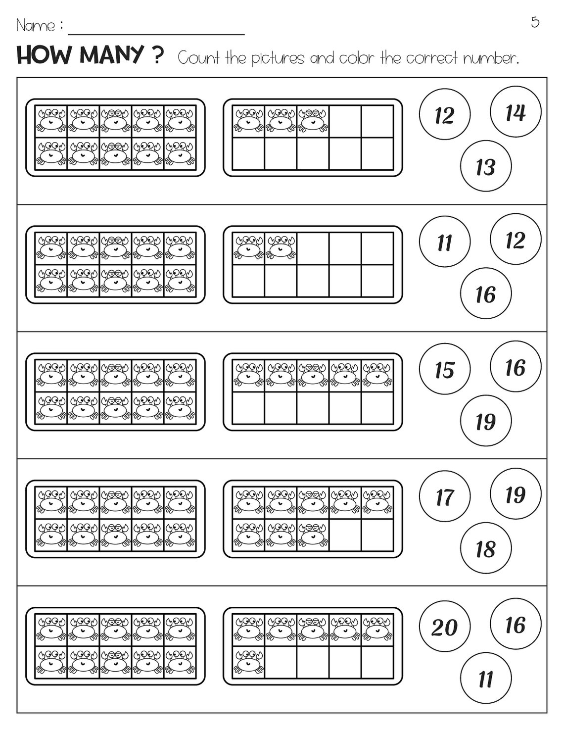 Ten Frames Counting Numbers 11-20 Worksheets Summer Theme - Etsy