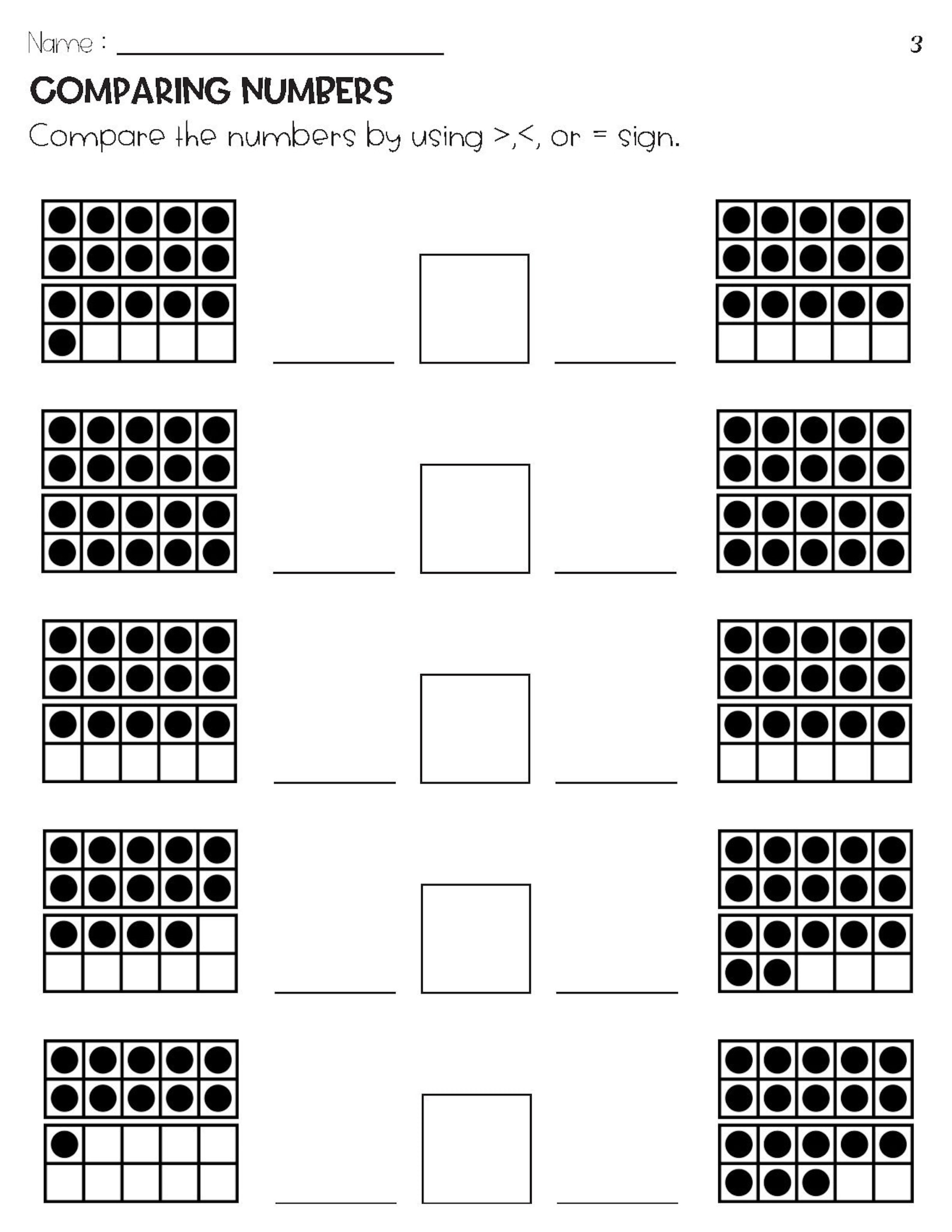 Counting and Comparing Numbers 11-20 With Ten Frame Worksheets - Etsy