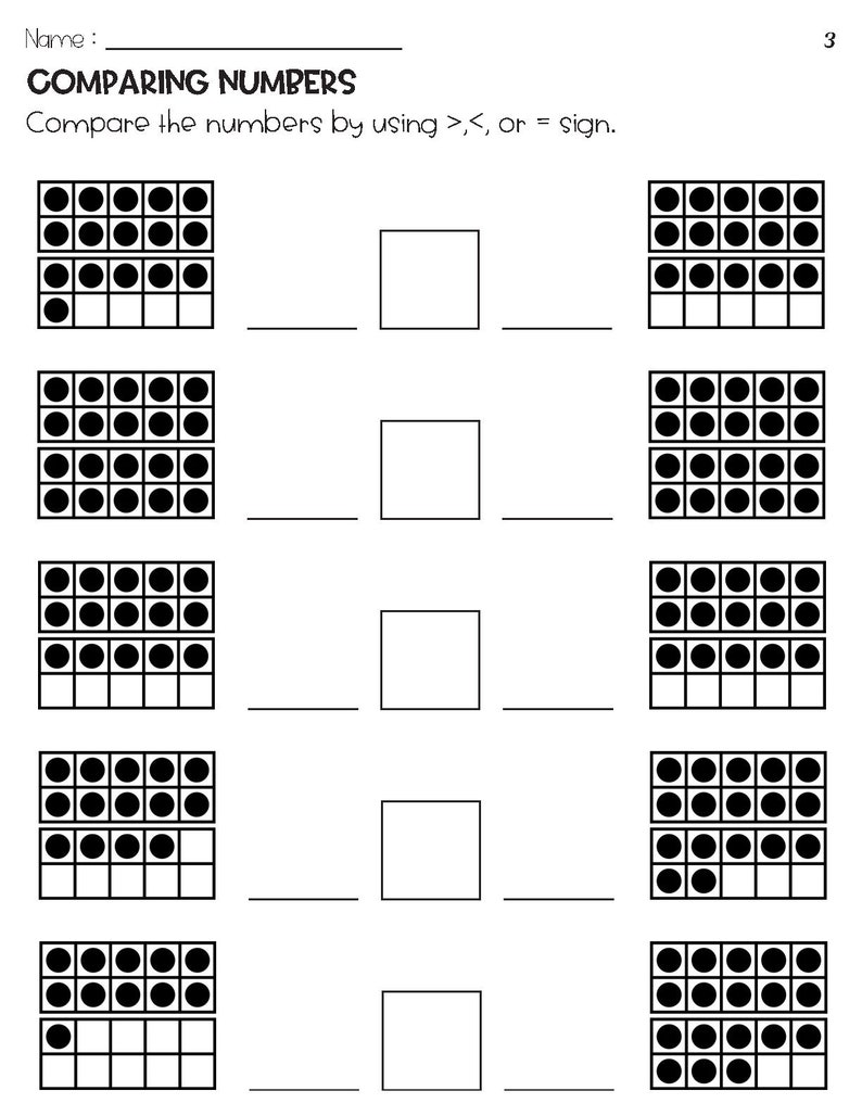 Counting and Comparing Numbers 11-20 With Ten Frame Worksheets - Etsy