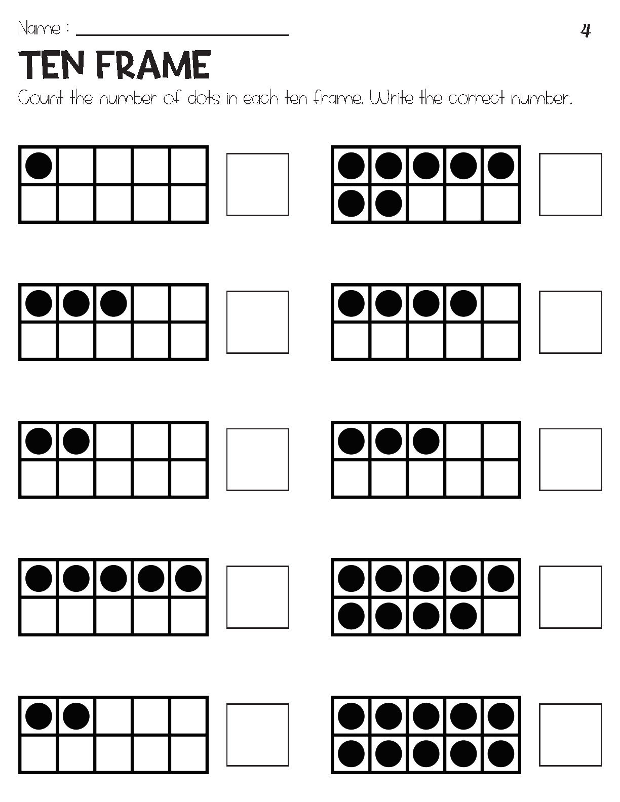Counting Numbers 1-10 With Ten Frame Objects Worksheets - Etsy UK