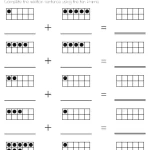 Addition Sums to 10 With Ten Frame Pictures Worksheets - Etsy