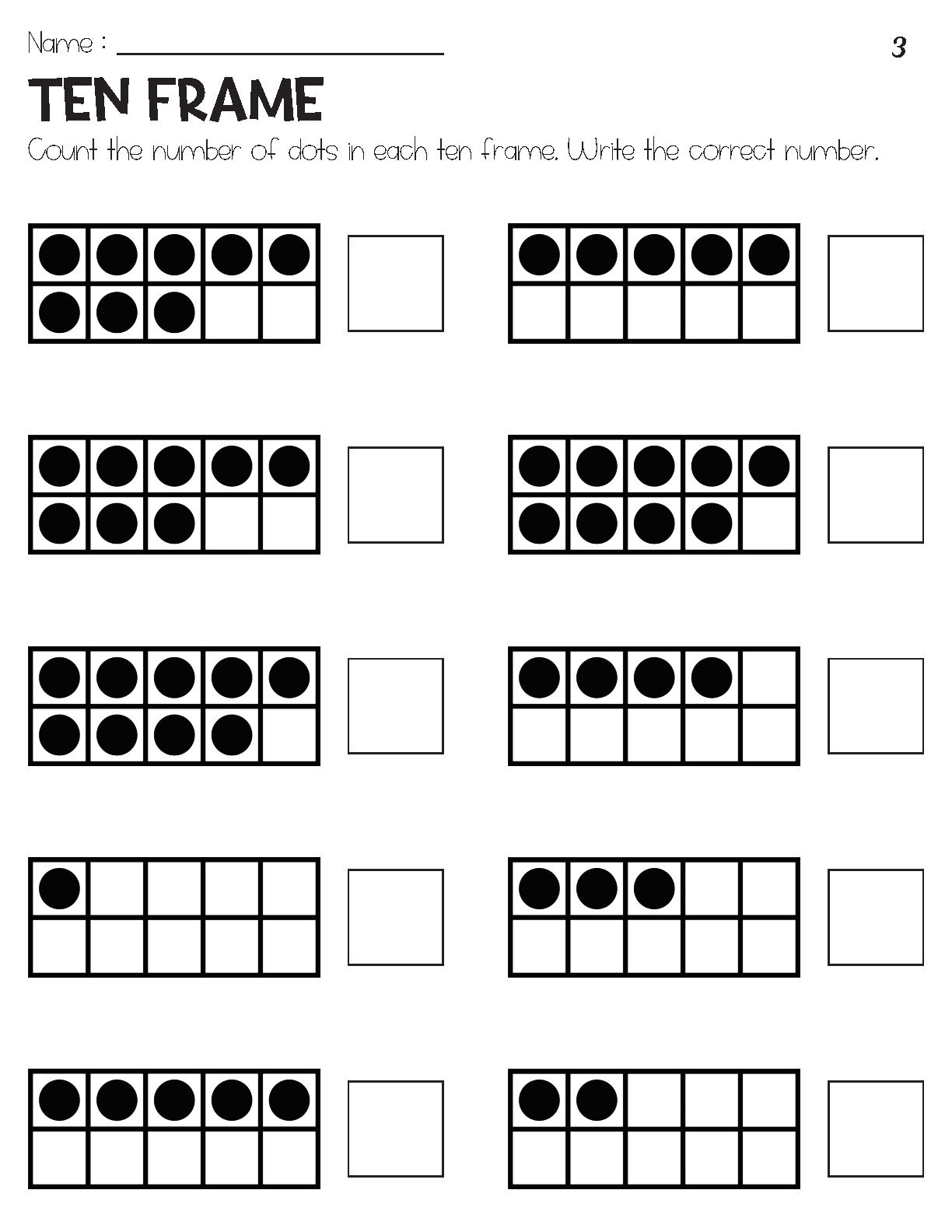 Counting Numbers 1-10 With Ten Frame Objects Worksheets - Etsy
