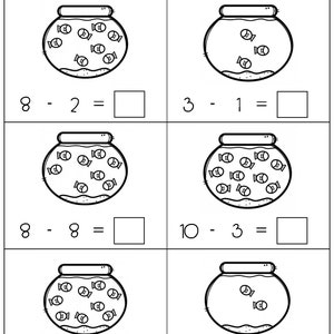 Subtraction With Pictures Within 10 Worksheets - Subtracting Fish Bowls ...