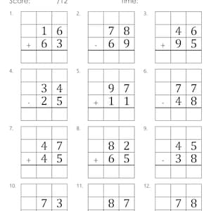 Two Digit Addition and Subtraction With and Without Regrouping With ...