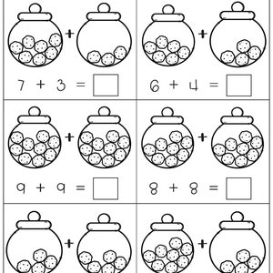 Addition With Pictures Sum up to 20 Worksheets - Adding Cookie Pictures ...