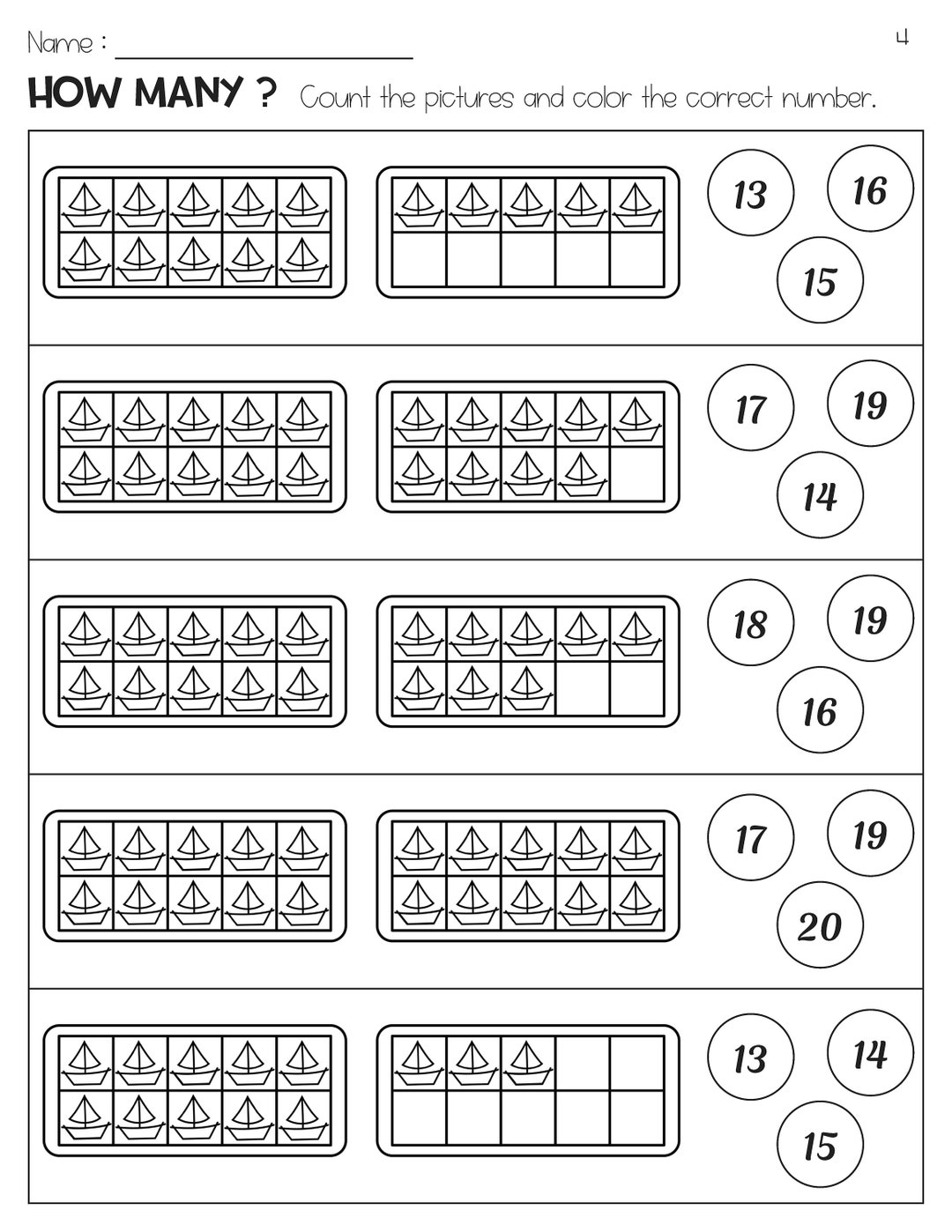 Ten Frames Counting Numbers 11-20 Worksheets Summer Theme - Etsy