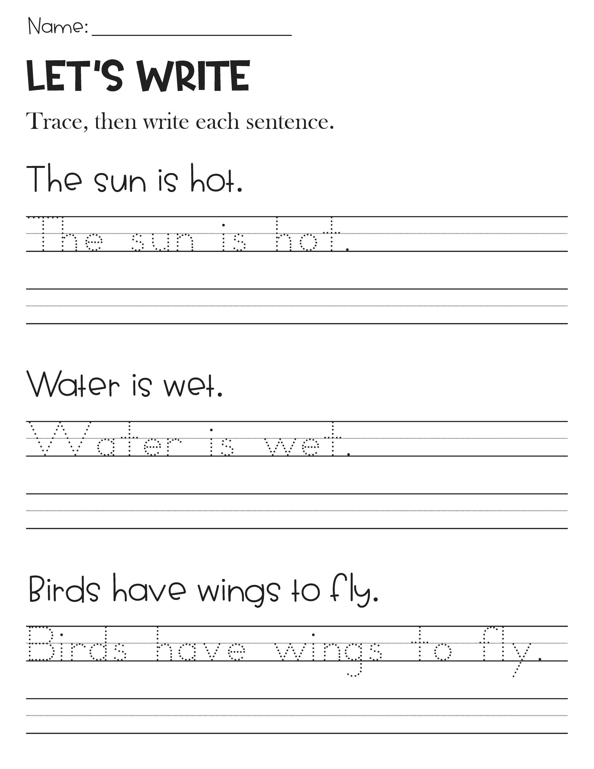 Sentence Writing and Tracing Handwriting Practice - Science Theme - Etsy