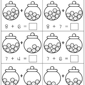 Addition With Pictures Sum up to 20 Worksheets - Adding Cookie Pictures ...