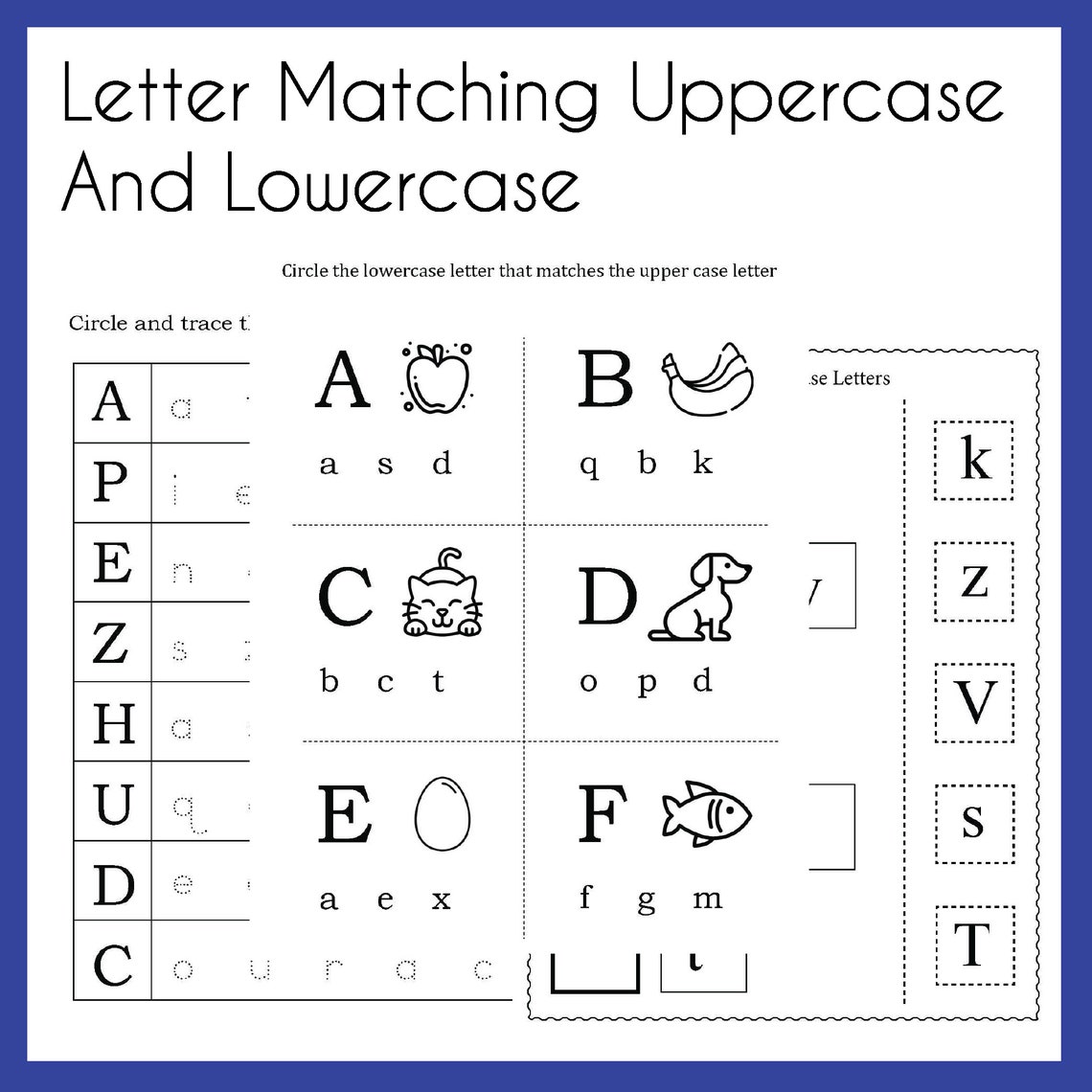 Letter Matching Uppercase and Lowercase Worksheets (printable PDF ...