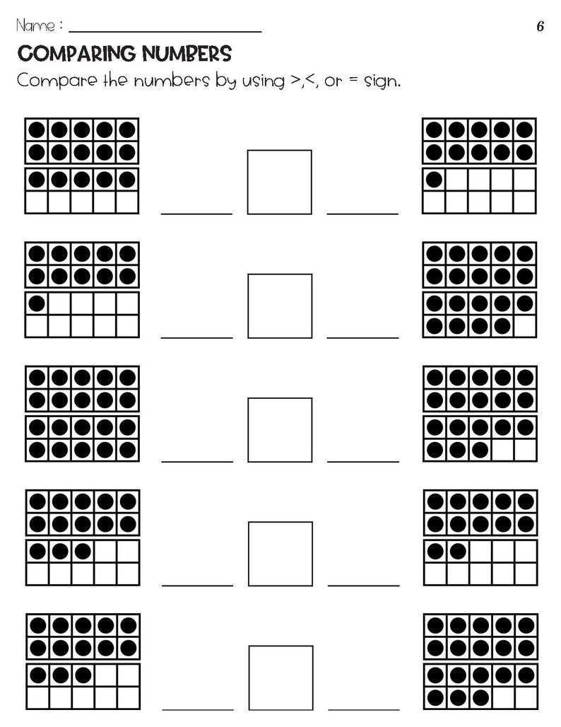 Counting and Comparing Numbers 11-20 With Ten Frame Worksheets - Etsy
