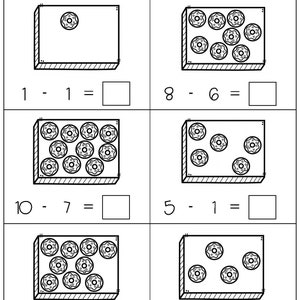 Subtraction With Pictures Within 10 Worksheets - Subtracting Donuts ...