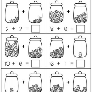 Addition With Pictures Sum up to 20 Worksheets - Adding Bears Pictures ...