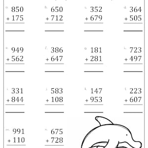 3 Digit Addition and Subtraction Worksheets - SET3 Ocean Theme Math ...