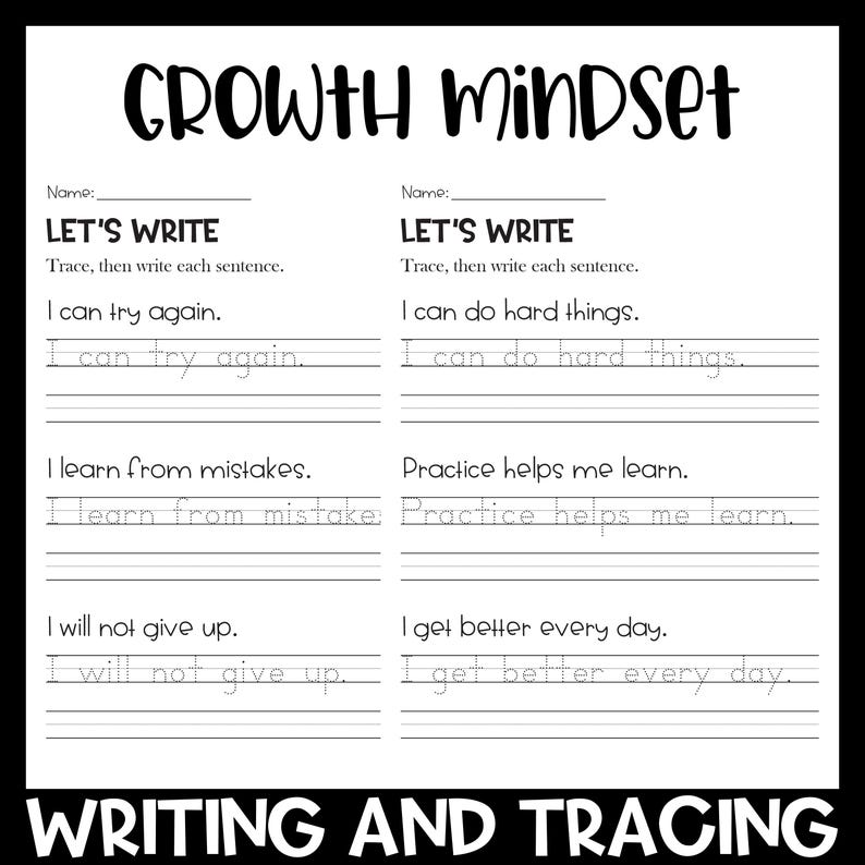 Sentence Writing and Tracing Handwriting Practice Worksheets - Growth ...
