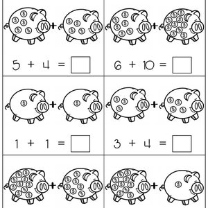 Addition With Pictures Sum up to 20 Worksheets - Adding Piggy Pictures ...