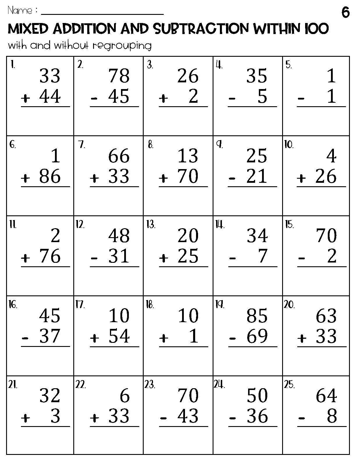 Mixed Addition and Subtraction Within 100 Worksheets - Etsy Mixed Addition and Subtraction Within 100 Worksheets - Etsy