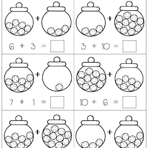 Addition With Pictures Sum up to 20 Worksheets - Adding Cookie Pictures ...