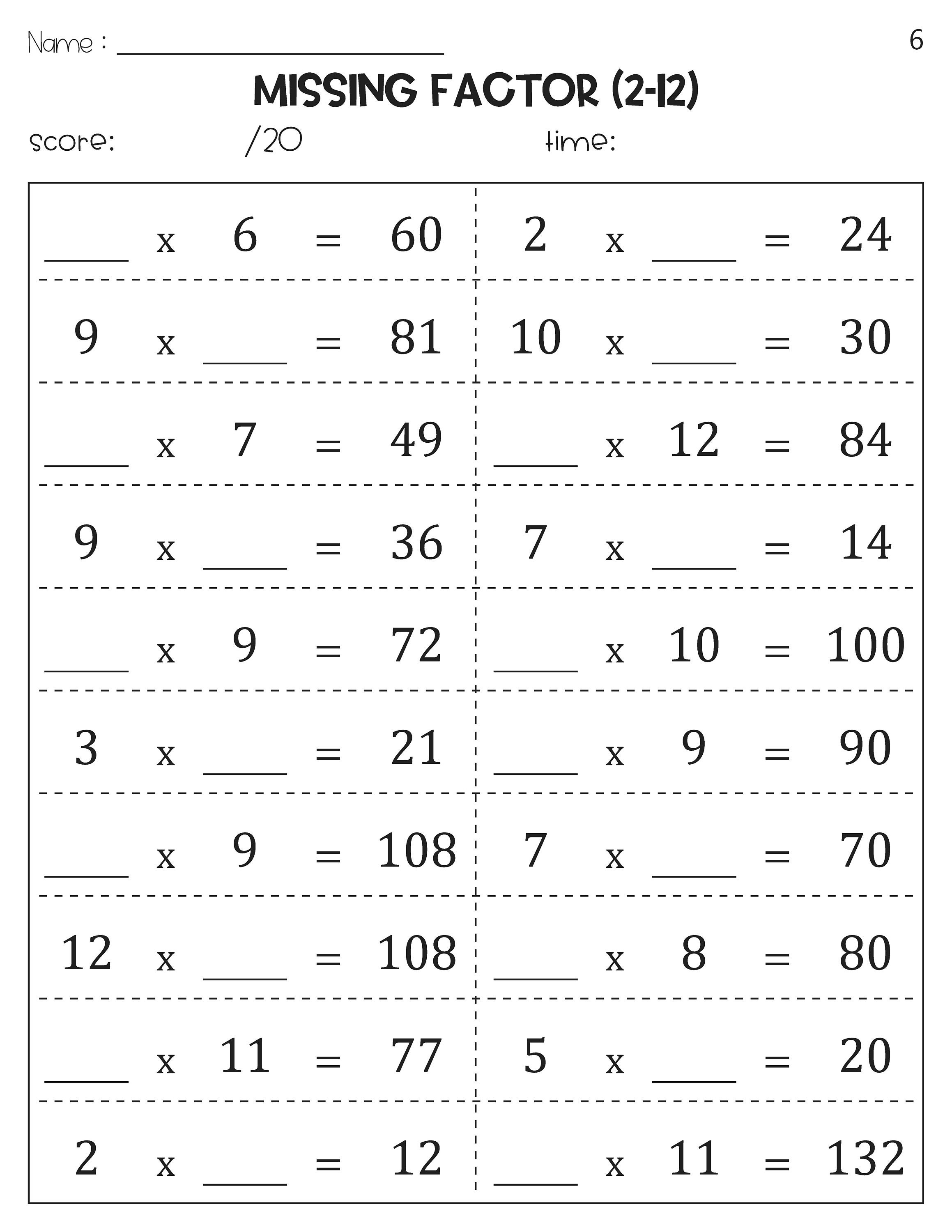 Missing Number Multiplication Factor Worksheets - Etsy