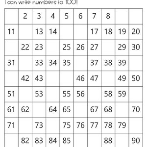 100 Chart Missing Numbers Worksheets - Etsy