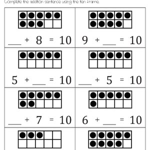 Making 10 Addition With Ten Frame Worksheets - Etsy