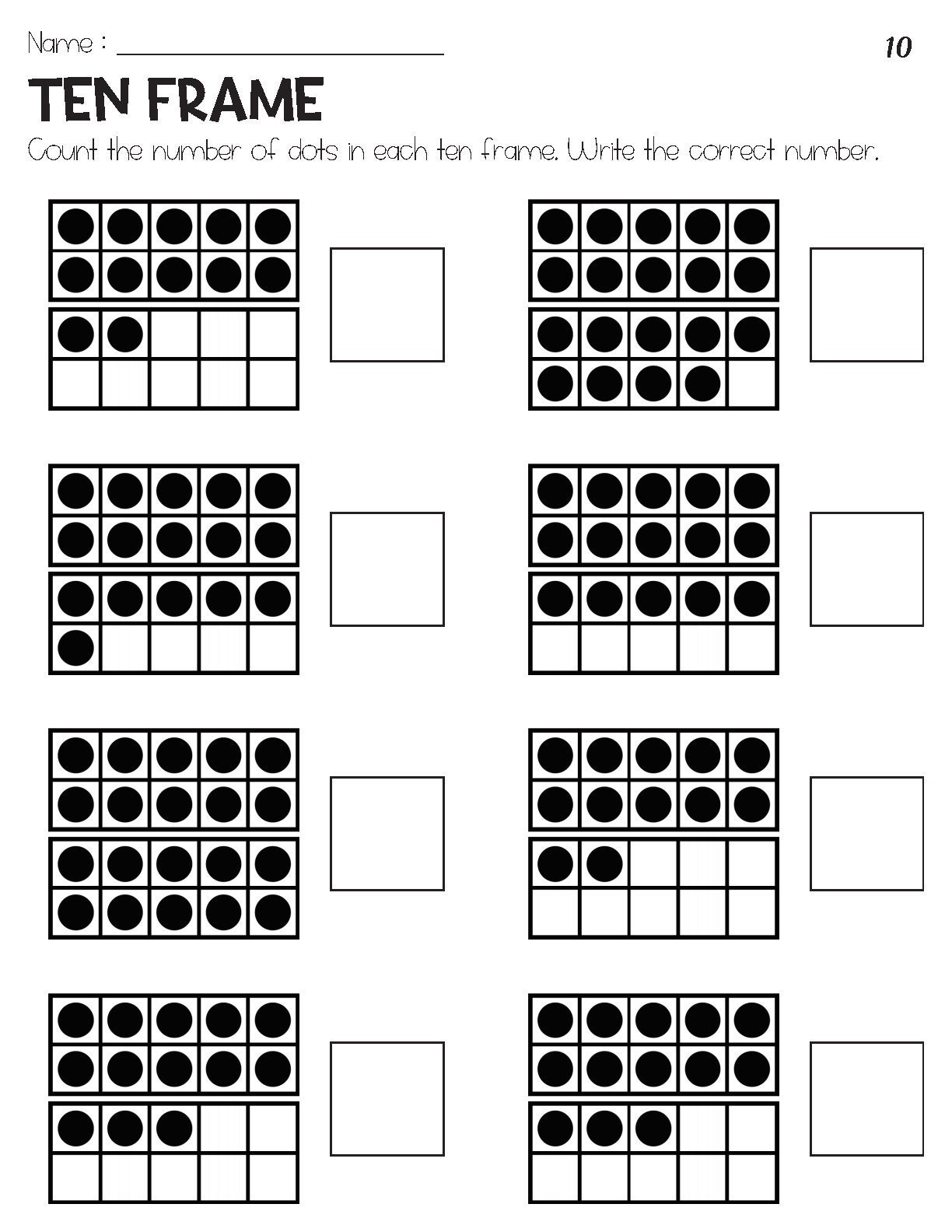 Counting Numbers 11-20 With Ten Frame Objects Worksheets - Etsy