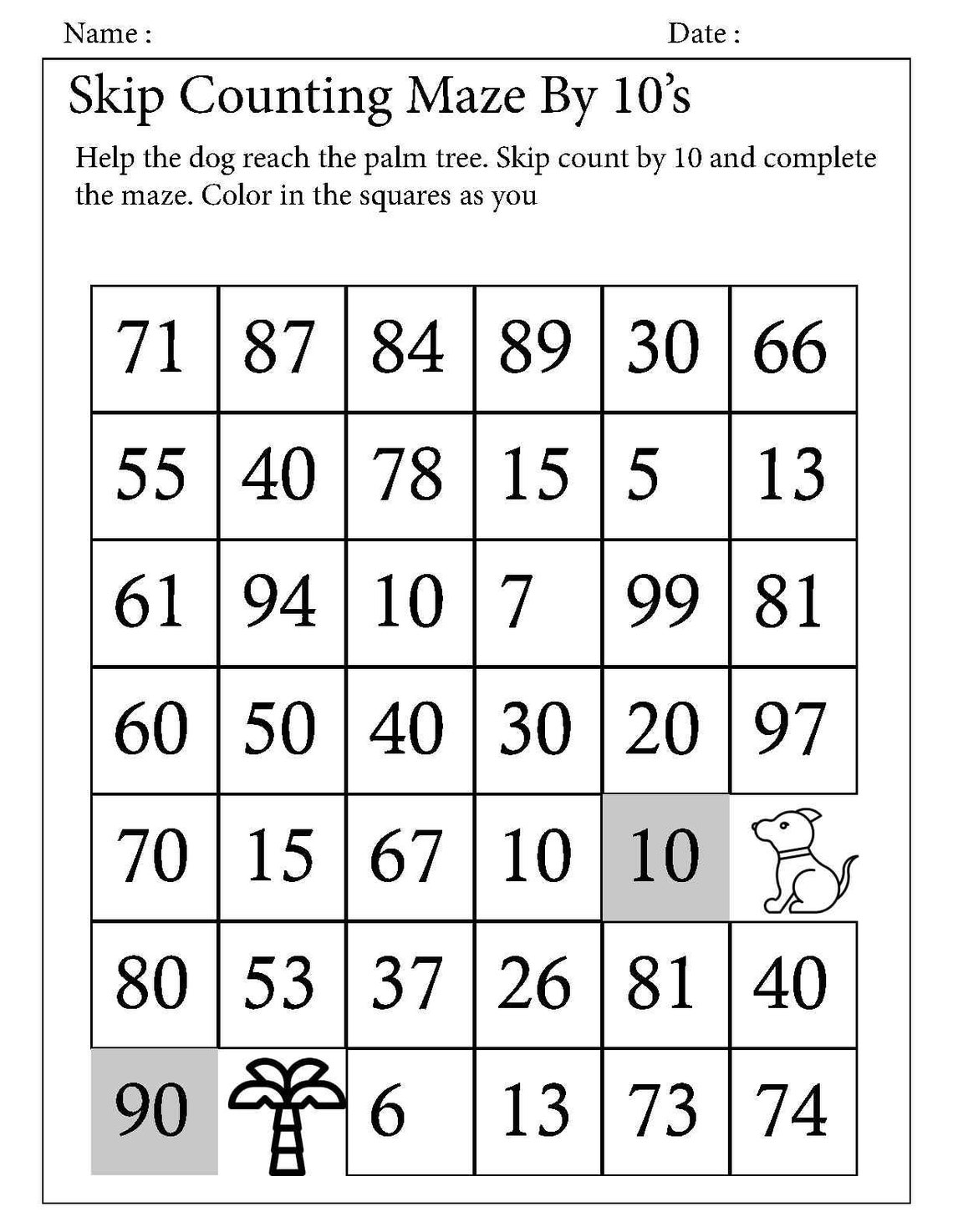 Skip Counting Maze by 2s,5s,10s,3s,7s Worksheets (printable PDF ...